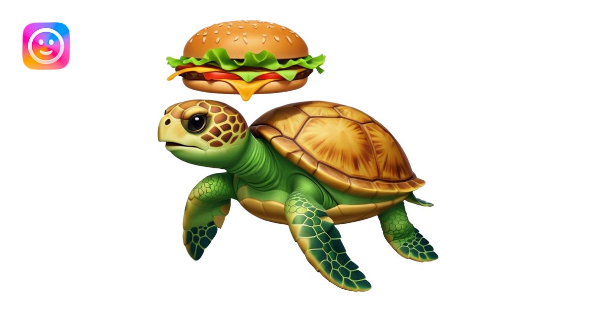 SeaTurtle eat burger emoji | AI Emoji Generator