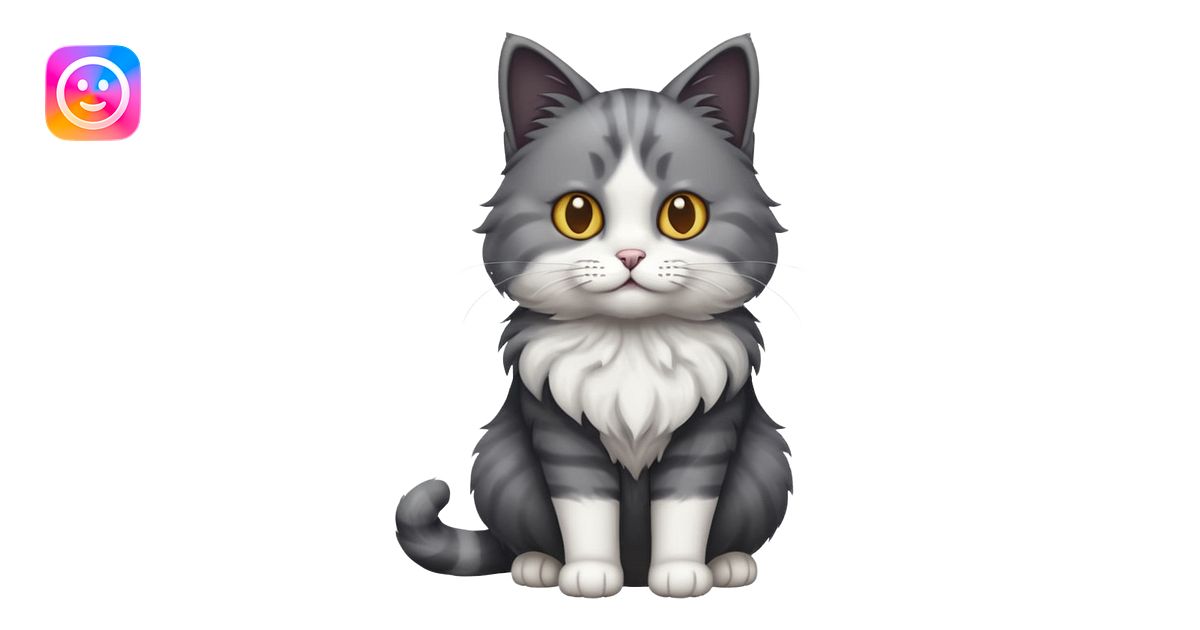 full body dark grey and white cat emoji | AI Emoji Generator