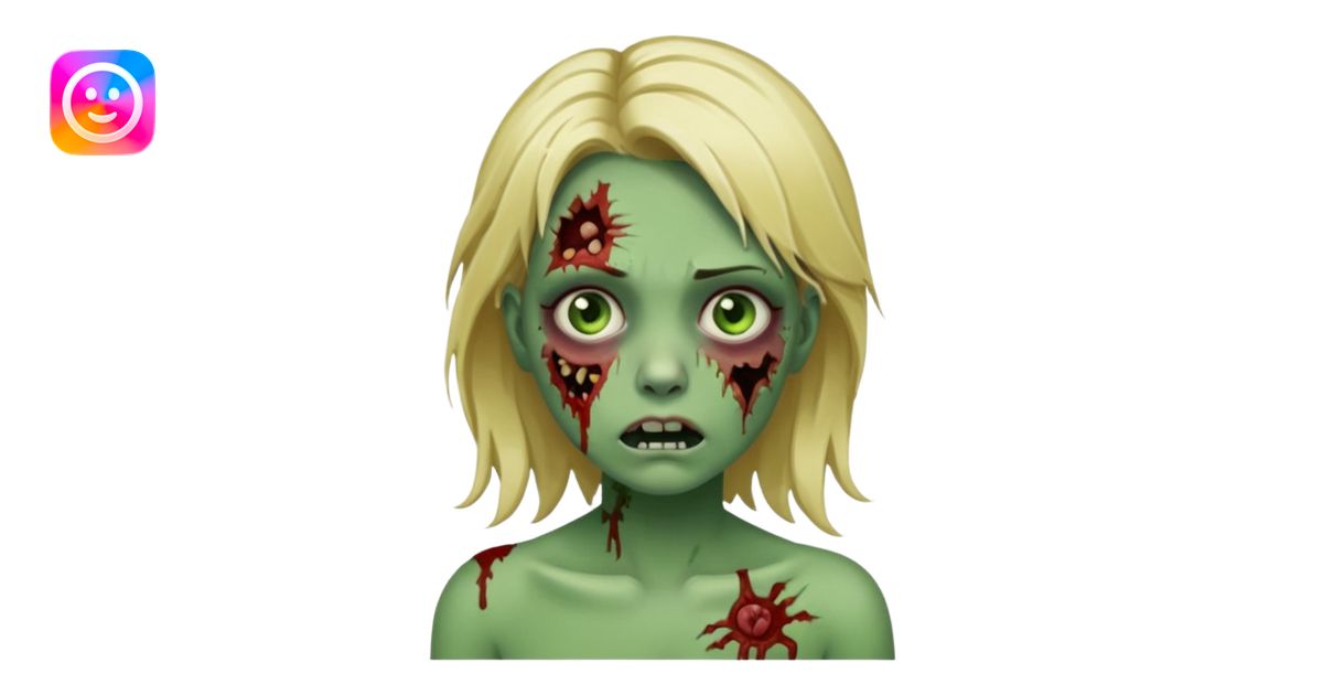 make an zombie girl emoji with blonde hair and (obviously) green skin ...