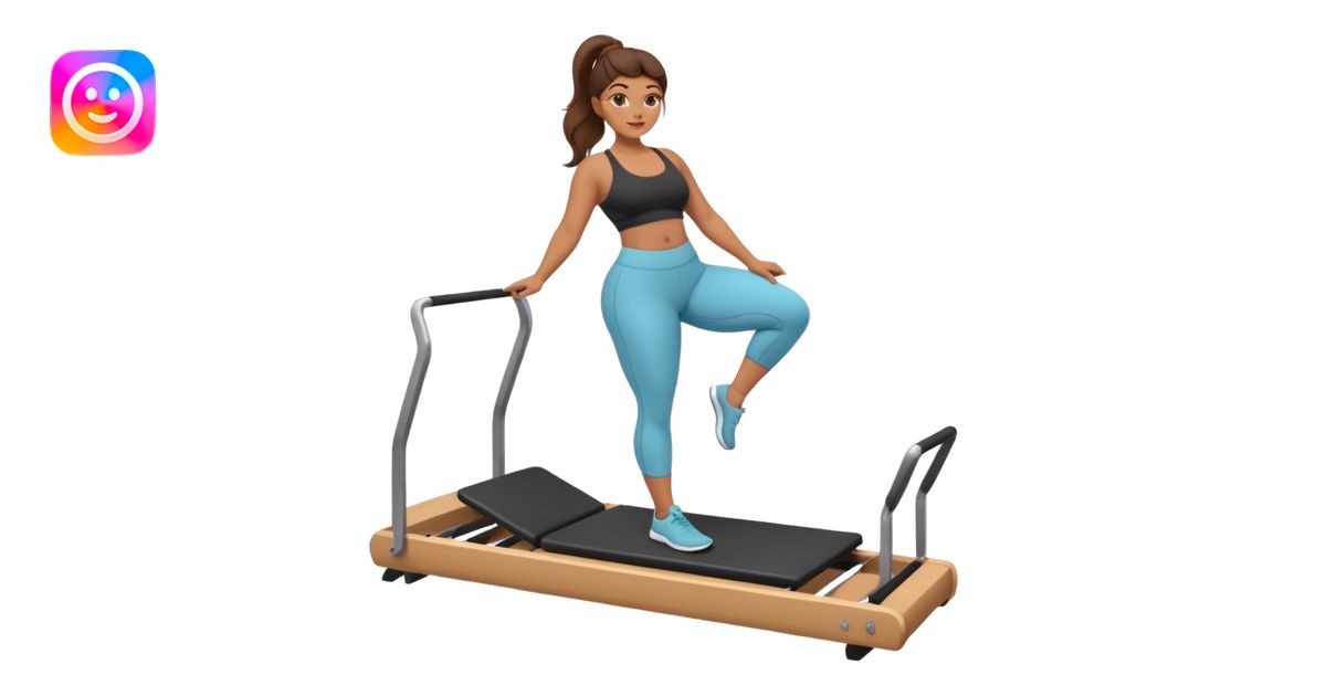 Curvy girl on a reformer Pilates emoji | AI Emoji Generator