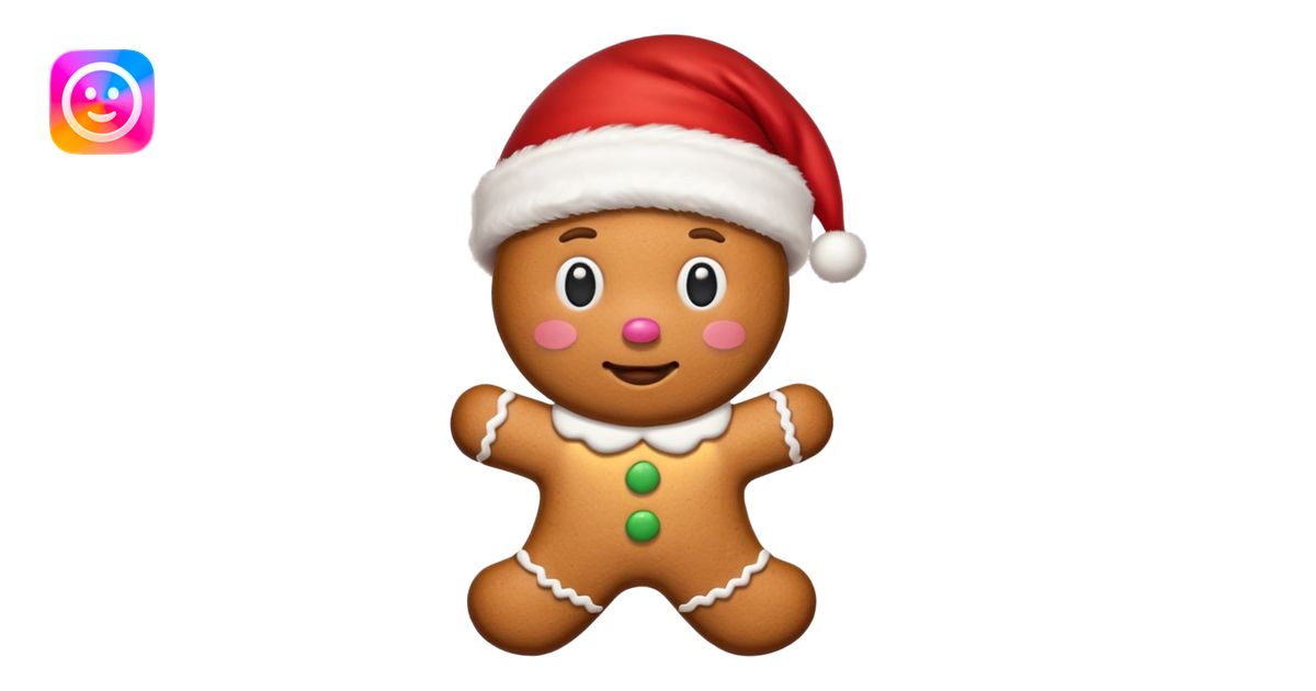 A gingerbread cookie with a face and a Santa hat emoji | AI Emoji Generator