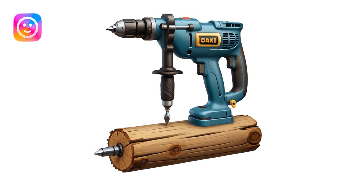carpenter drill with wooden log emoji | AI Emoji Generator