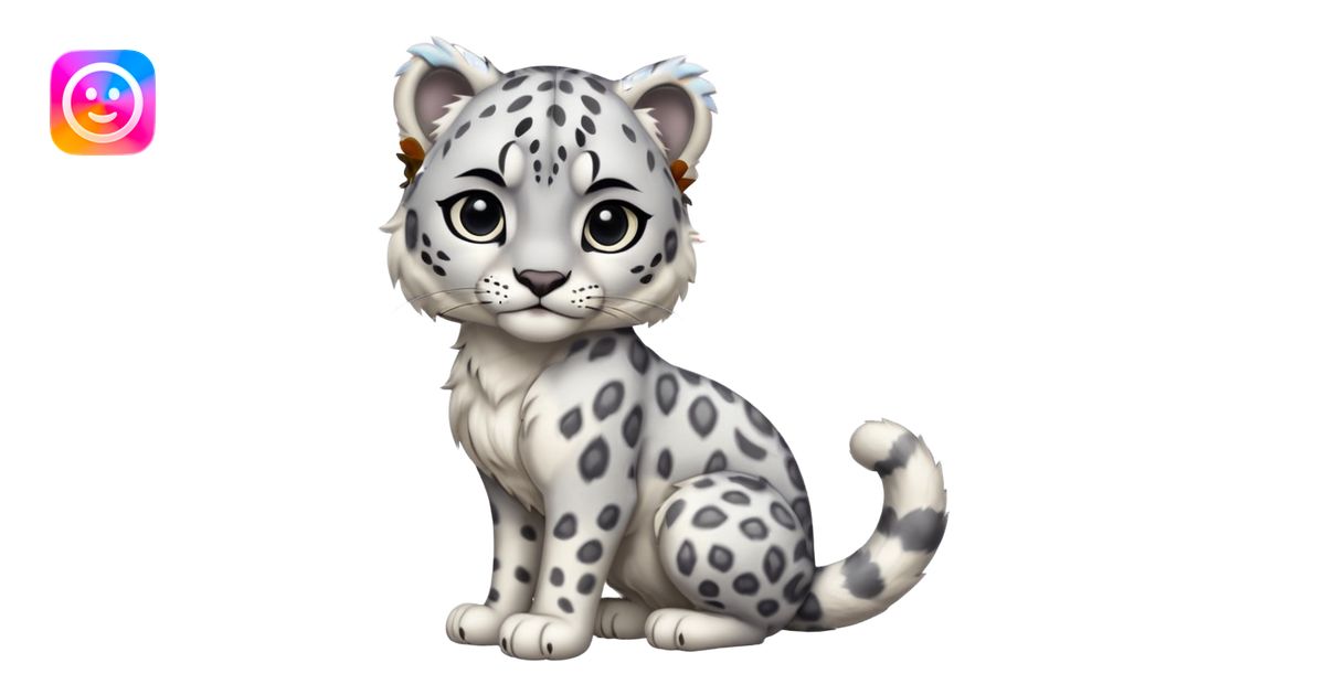 Deformed Snow leopard-Eyes are long and black emoji | AI Emoji Generator