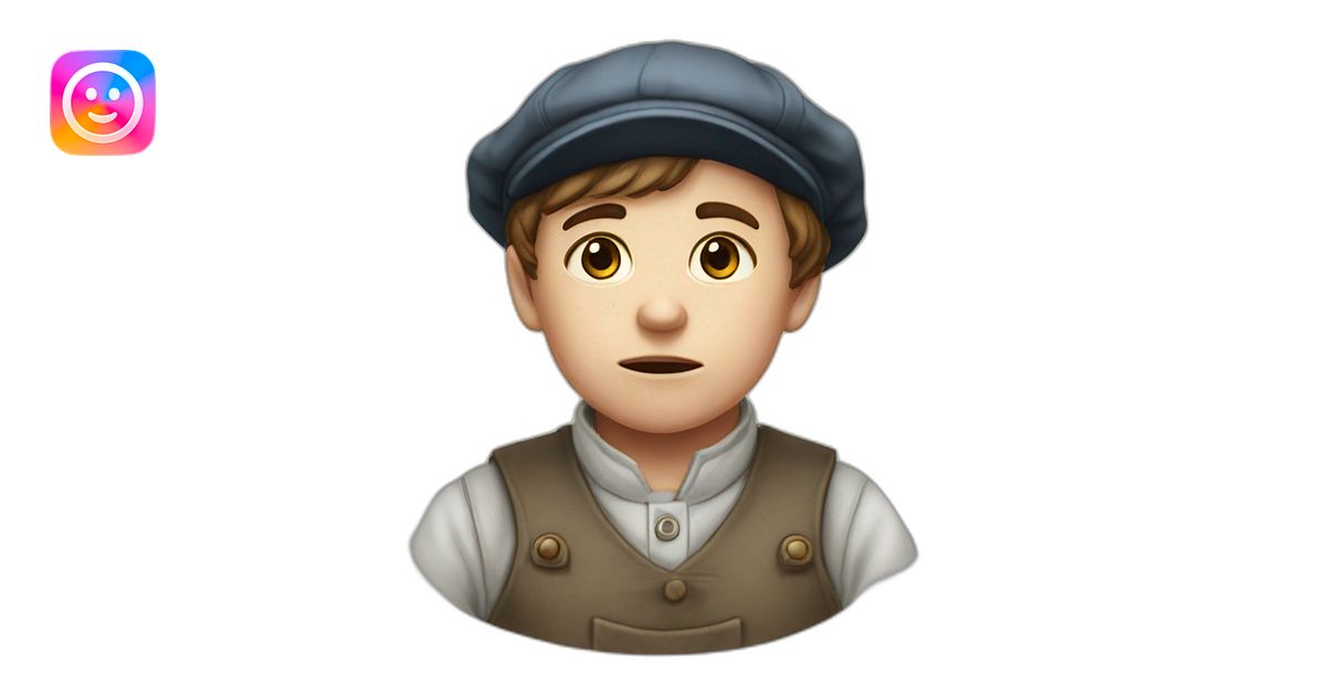 Victorian-Era-poor-factory-worker-kid-flat-cap-furious emoji | AI Emoji ...