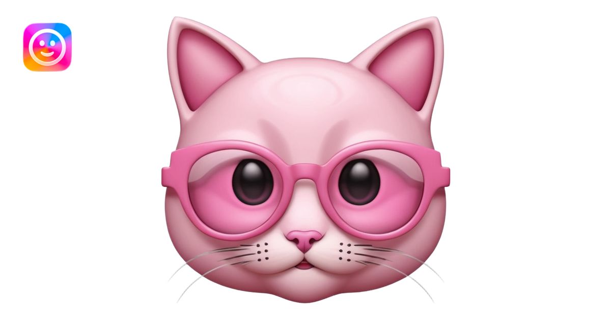 A 3D cartoon rose-pink eye spectacle, glossy curved frame, soft ...