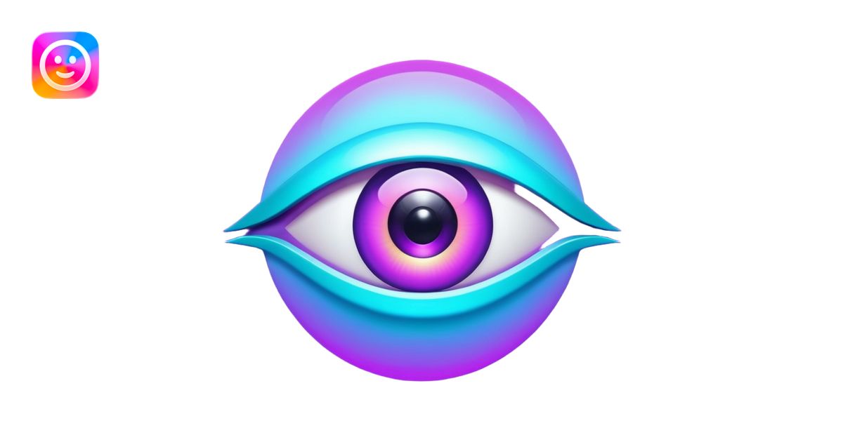 futuristic minimalistic glowing eye symbol, purple and cyan gradient ...