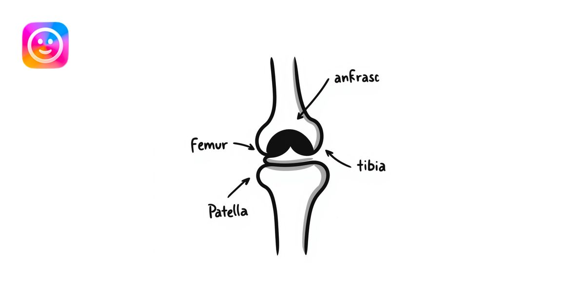 knee joint bones with labels, educational diagram of knee skeleton ...