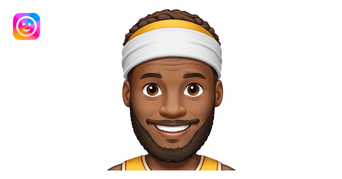 LeBron James smiling face with his iconic beard and headband emoji | AI ...