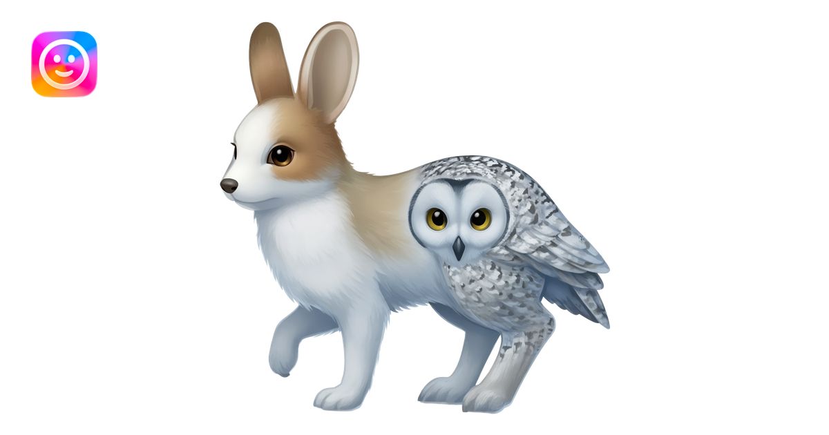 Ermine-Snowshoe-Hare-Arctic-Fox-Snowy-Owl-fusion-hybrid emoji | AI ...