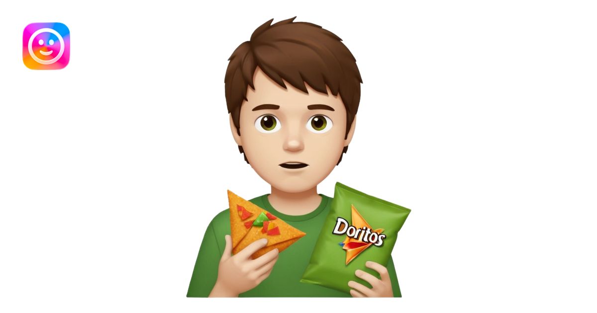 A white boy with messy brown hair eating Doritos while gaming on a ...