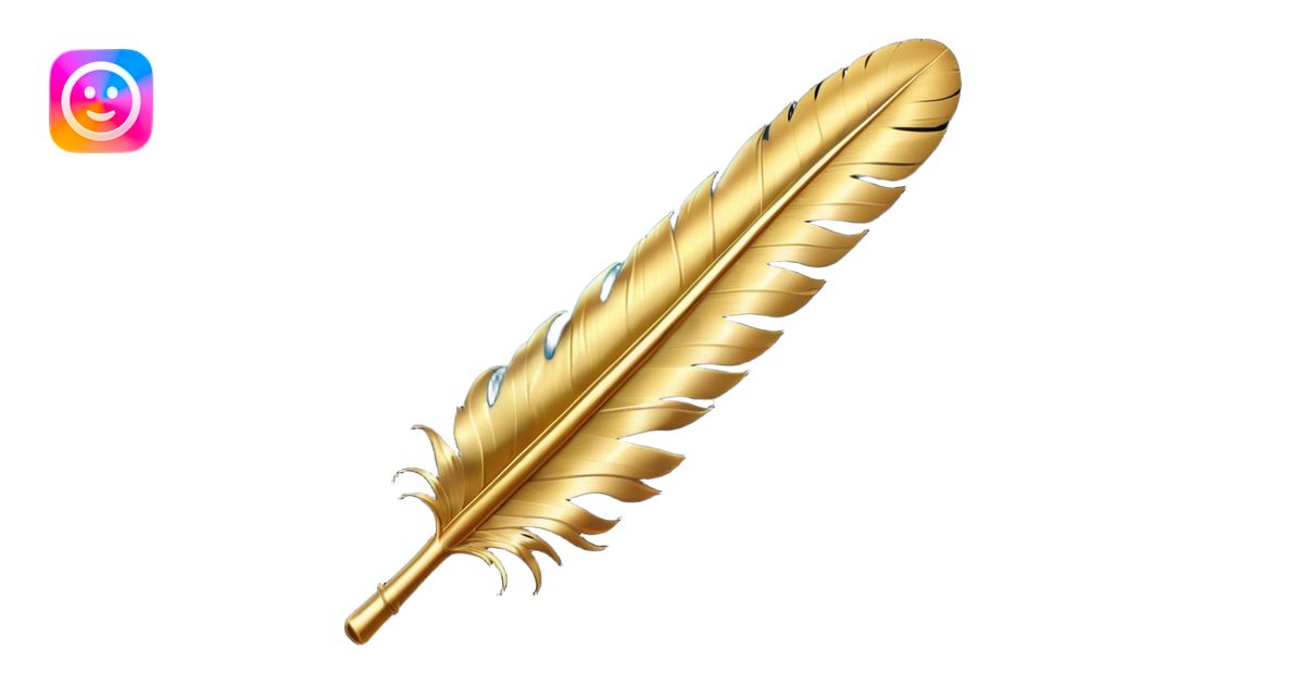 3D perspective Premium golden feather emoji | AI Emoji Generator
