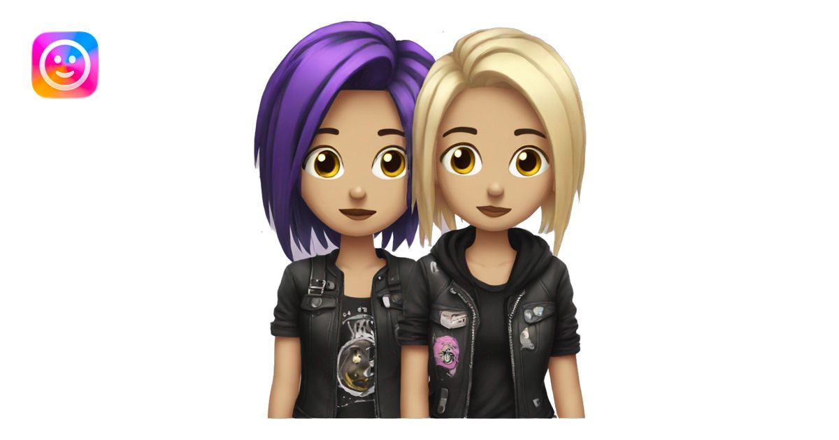 two emo girls with punk clothes, beautiful, aesthetic emoji | AI Emoji ...