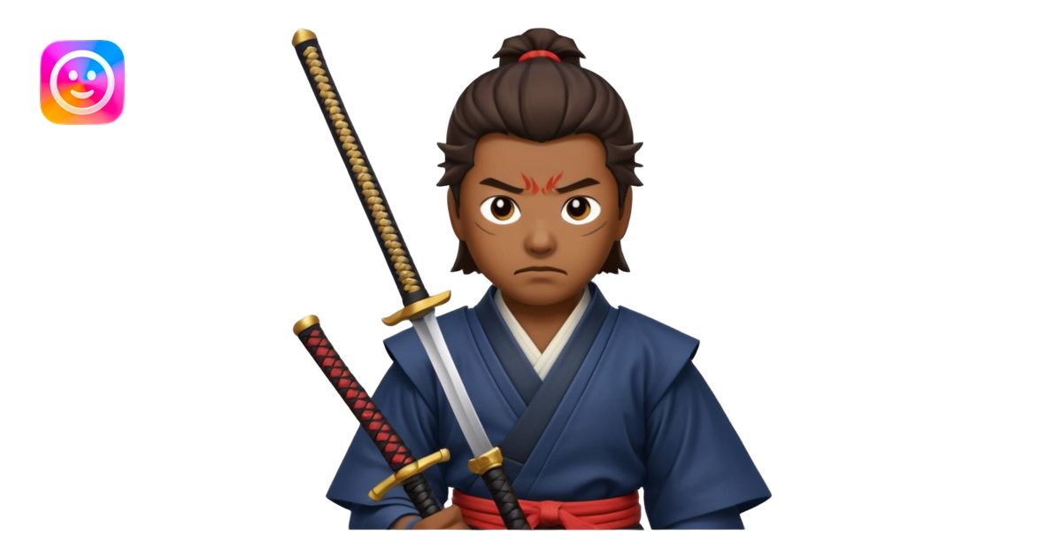 Samurai with brown skin and samurai sword emoji | AI Emoji Generator