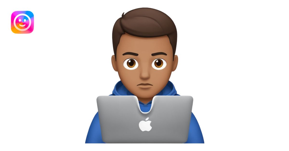 bold guy with macbook emoji | AI Emoji Generator