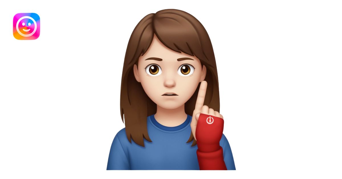 Pale young teenager with brown hair giving middle finger emoji | AI ...