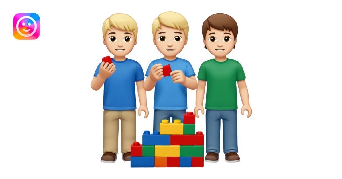 boys playing with legos full body emoji | AI Emoji Generator
