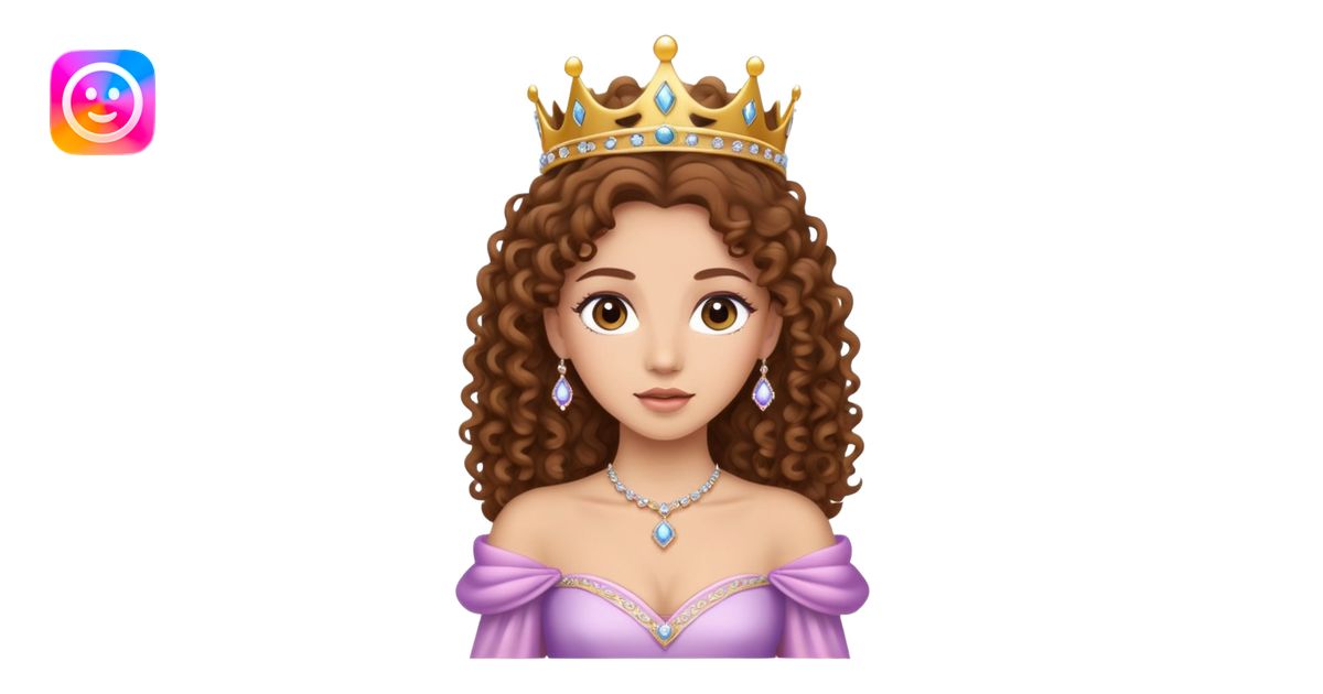 A princess with long lashes, light skinned, brown, curly hair and a big ...