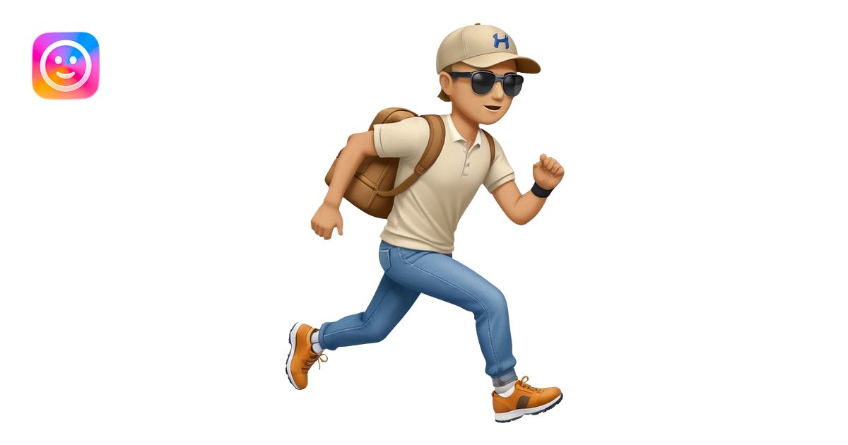Man in plane clothes running after hyundai ionic emoji | AI Emoji Generator