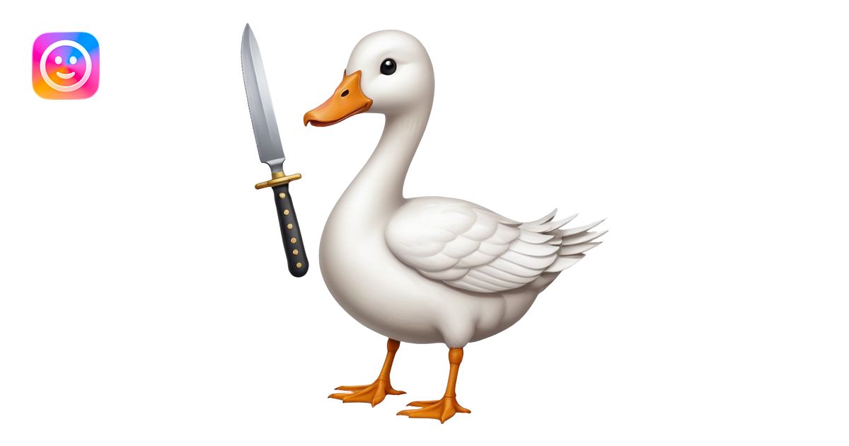 Duck holding knife but make it a white goose emoji | AI Emoji Generator