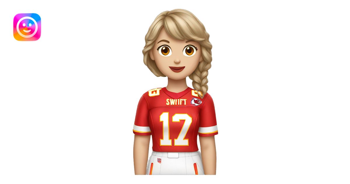 Taylor swift wearing a Kansas City chiefs jersey emoji | AI Emoji Generator