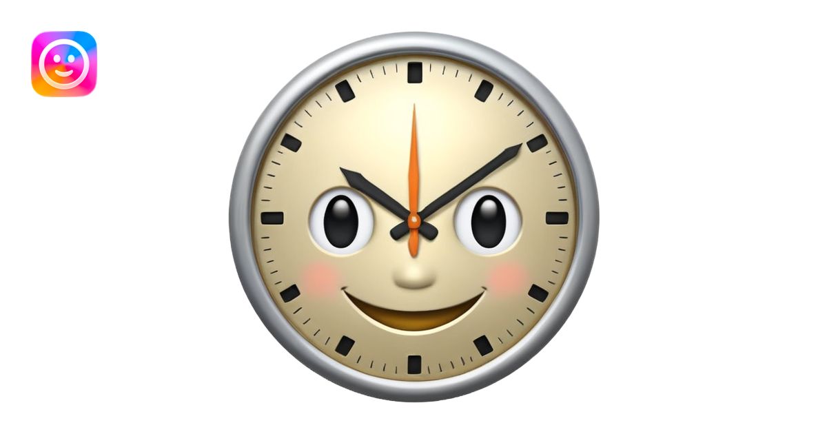 A clock smiling and handsome and playful too emoji | AI Emoji Generator