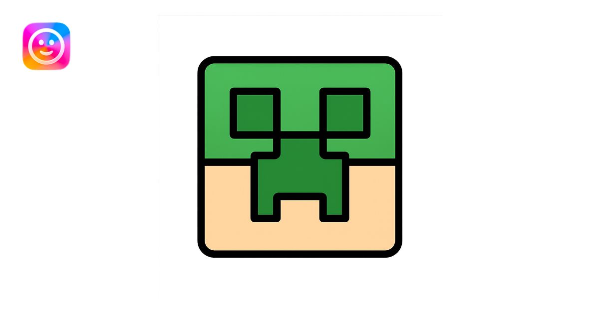 Minecraft creeper face modern icon style icon | AI Emoji Generator