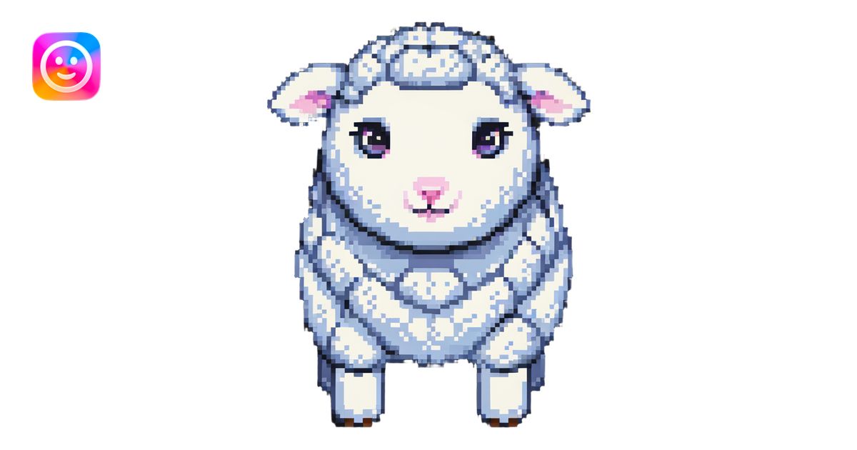 simple chubby lamb pixel art illustration | AI Emoji Generator