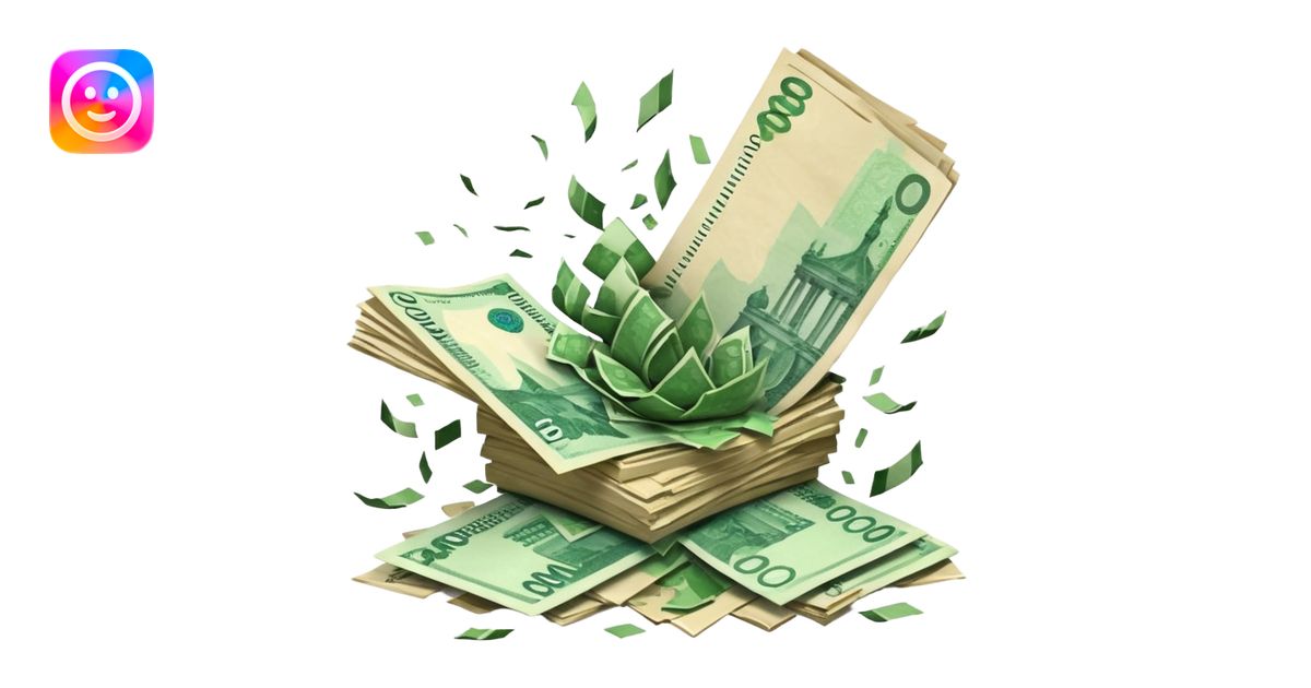 exploding stack of russian ruble notes emoji | AI Emoji Generator