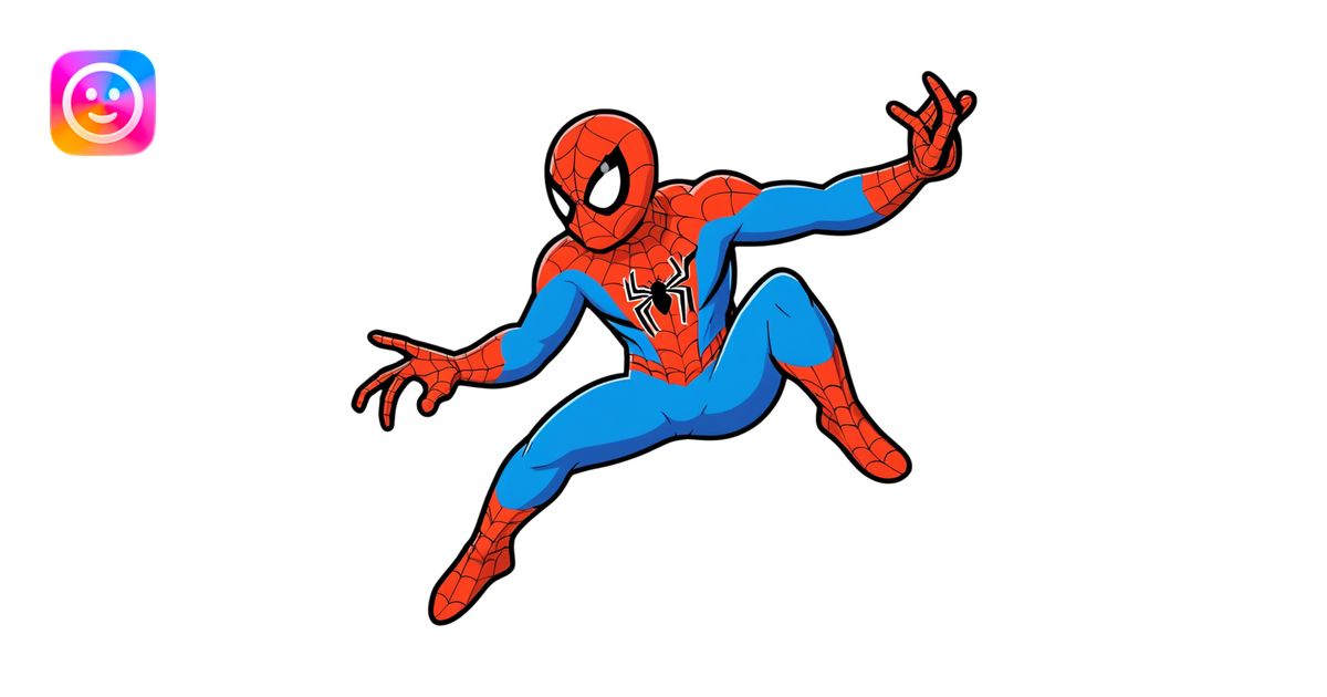 Spider-Man web-slinging in action pose image | AI Emoji Generator