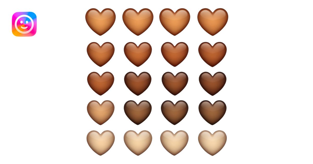 Neutral brown hearts from light to dark individual emoji | AI Emoji ...