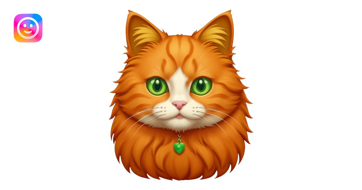 orange puffy cat with green eyes emoji | AI Emoji Generator