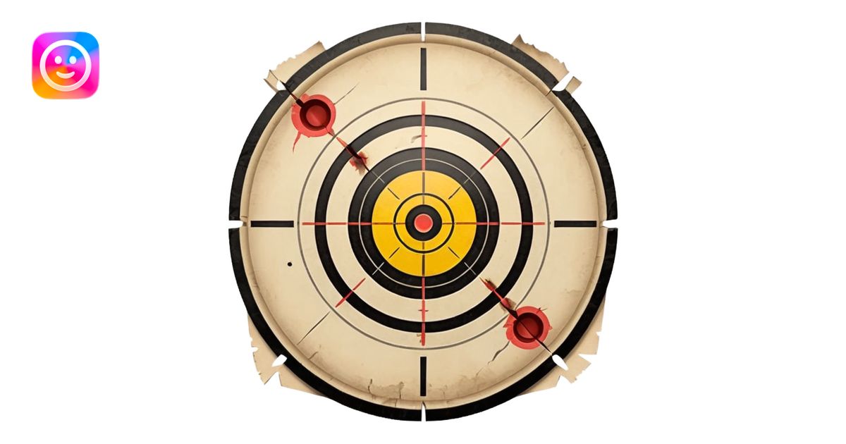 Paper target with bullet holes in the center emoji | AI Emoji Generator