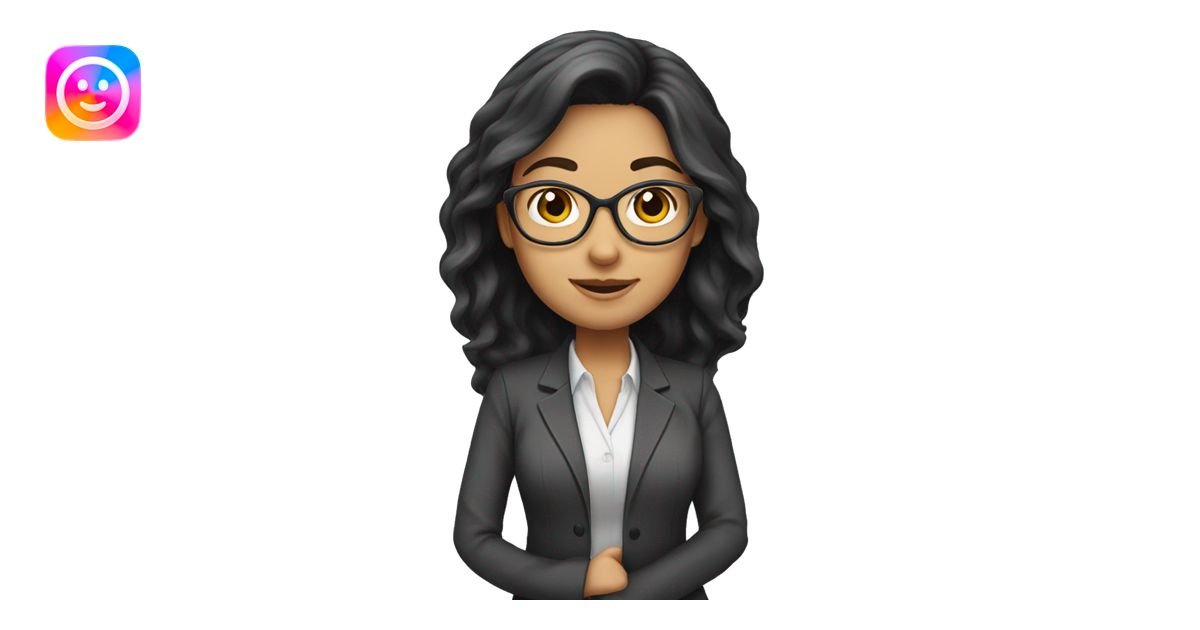 Female teacher with black long hair and professional emoji | AI Emoji ...