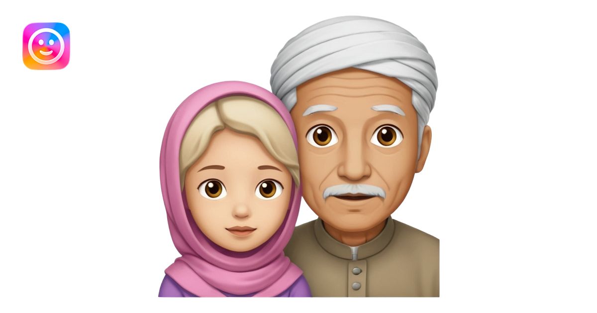 Old Muslim man with little girl emoji | AI Emoji Generator