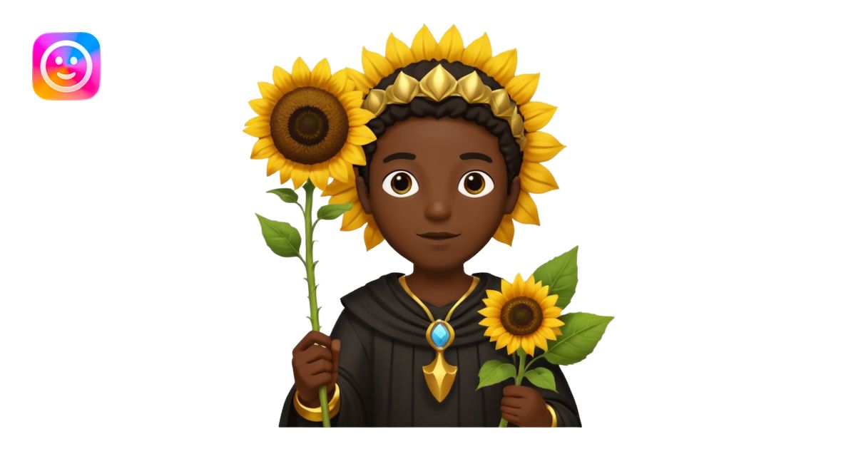 black god with sunflower, scepter emoji | AI Emoji Generator