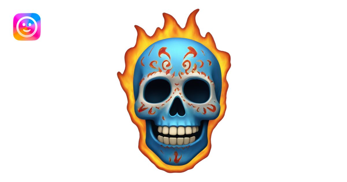 calavera con fuego azul emoji | AI Emoji Generator