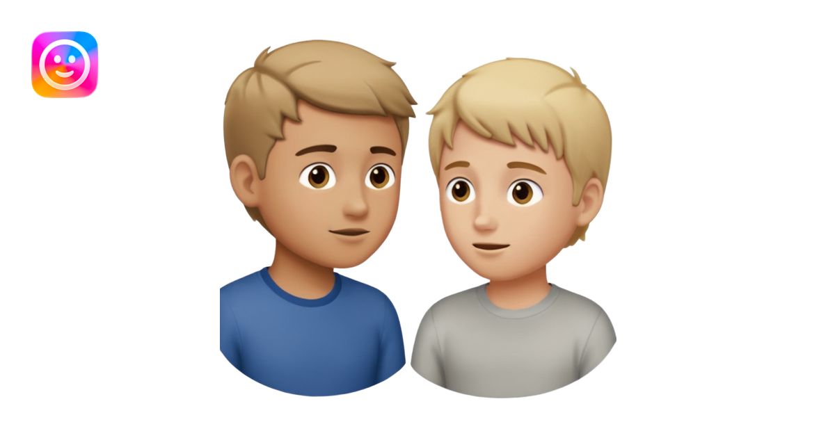 Two boys having a conversation looking at each other. emoji | AI Emoji ...
