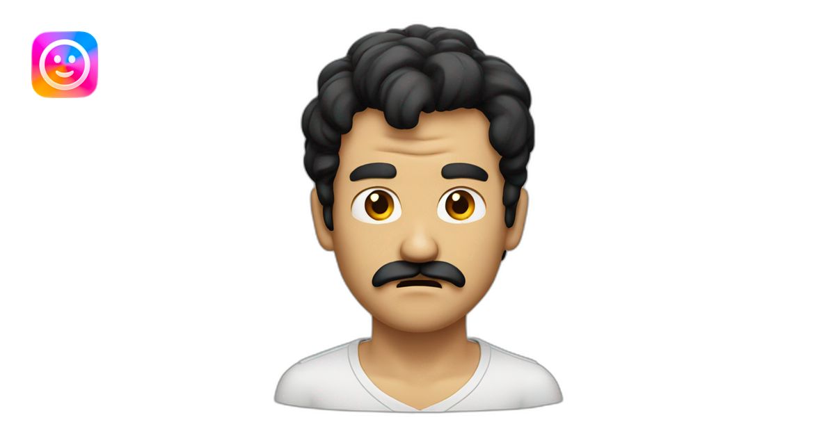 A guy with a tiny mustache and black hair angry emoji | AI Emoji Generator