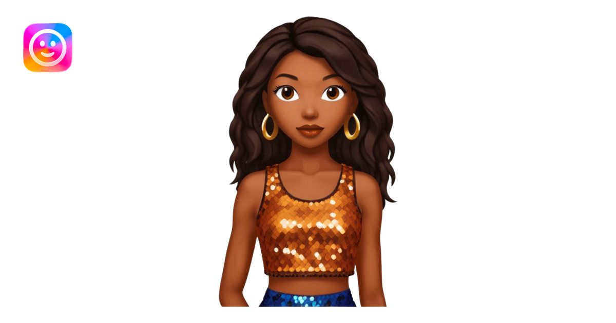 Brandy Norwood with long dark brown hair, sequin burnt orange crop top ...