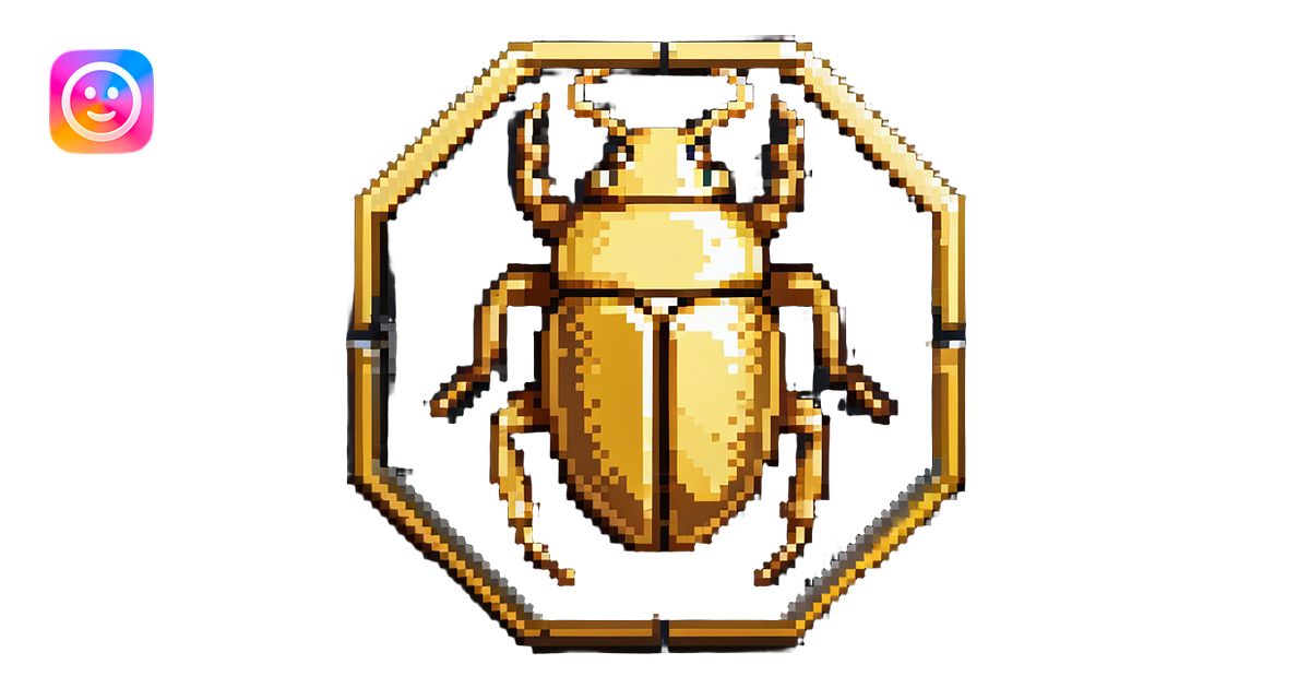 A golden hexagonal badge with a detailed beetle in the center, Discord ...