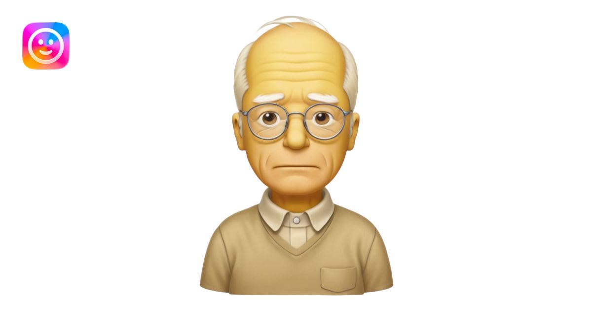 A 3D cartoon close-up of Grandpa Abe Simpson, yellow skin, bald head ...