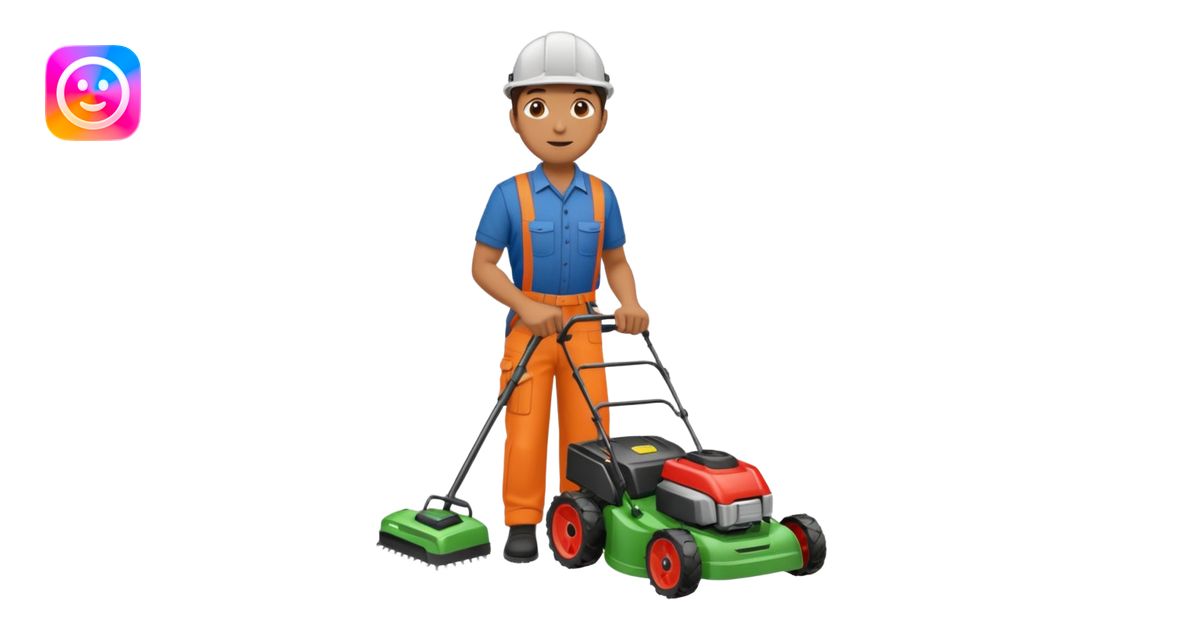 Maintenance worker with full-body lawnmower emoji | AI Emoji Generator