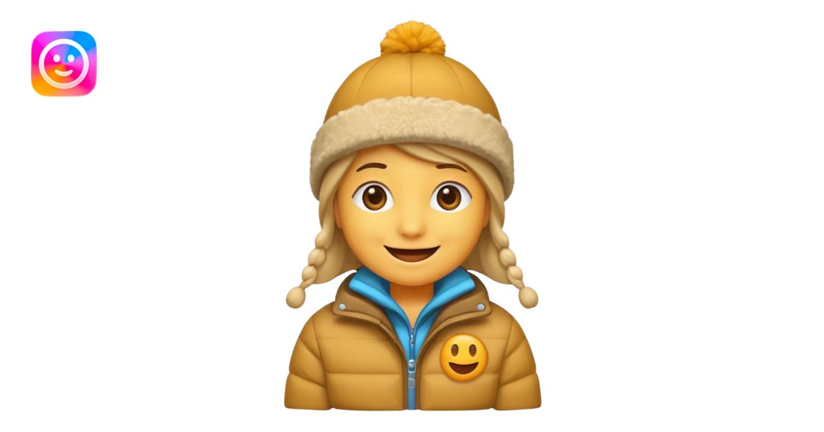 Smile emoji in winter hat and jacket emoji | AI Emoji Generator