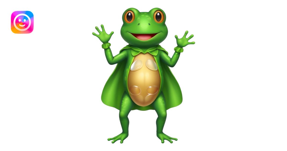 Frog wearing condom costume emoji | AI Emoji Generator