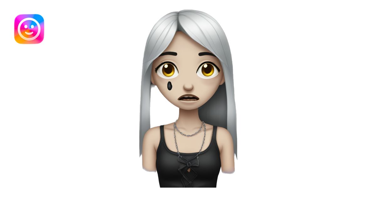 Goth girl crying with tear stains emoji | AI Emoji Generator