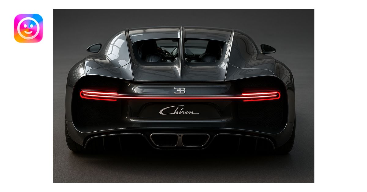 Bugatti Chiron rear view showing taillights high detail metallic finish ...