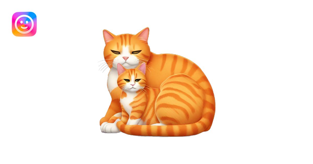 Big orange cat cuddling a smaller orange cat emoji | AI Emoji Generator