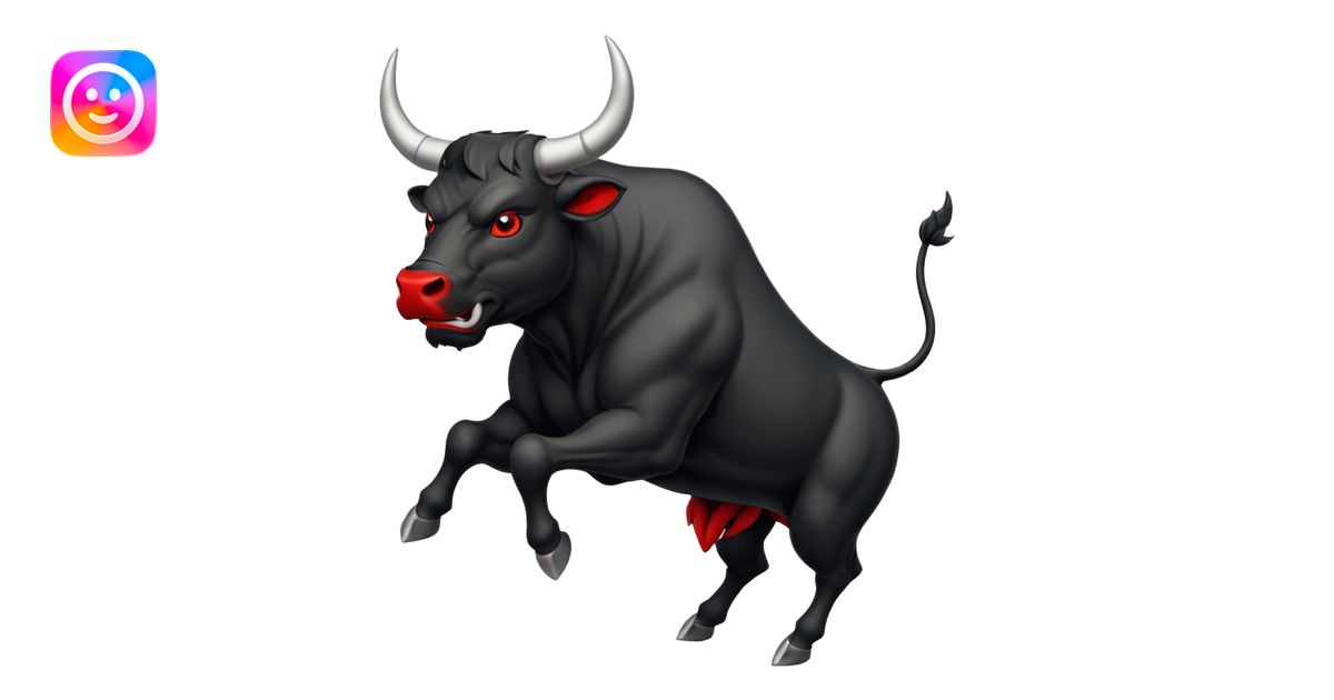 angry leaping black bull side view with red eyes emoji | AI Emoji Generator