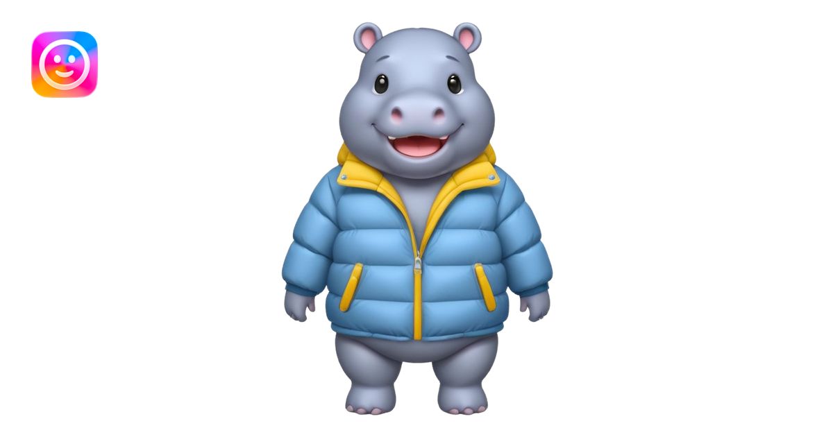 a full body of cute hippo with puffer emoji | AI Emoji Generator