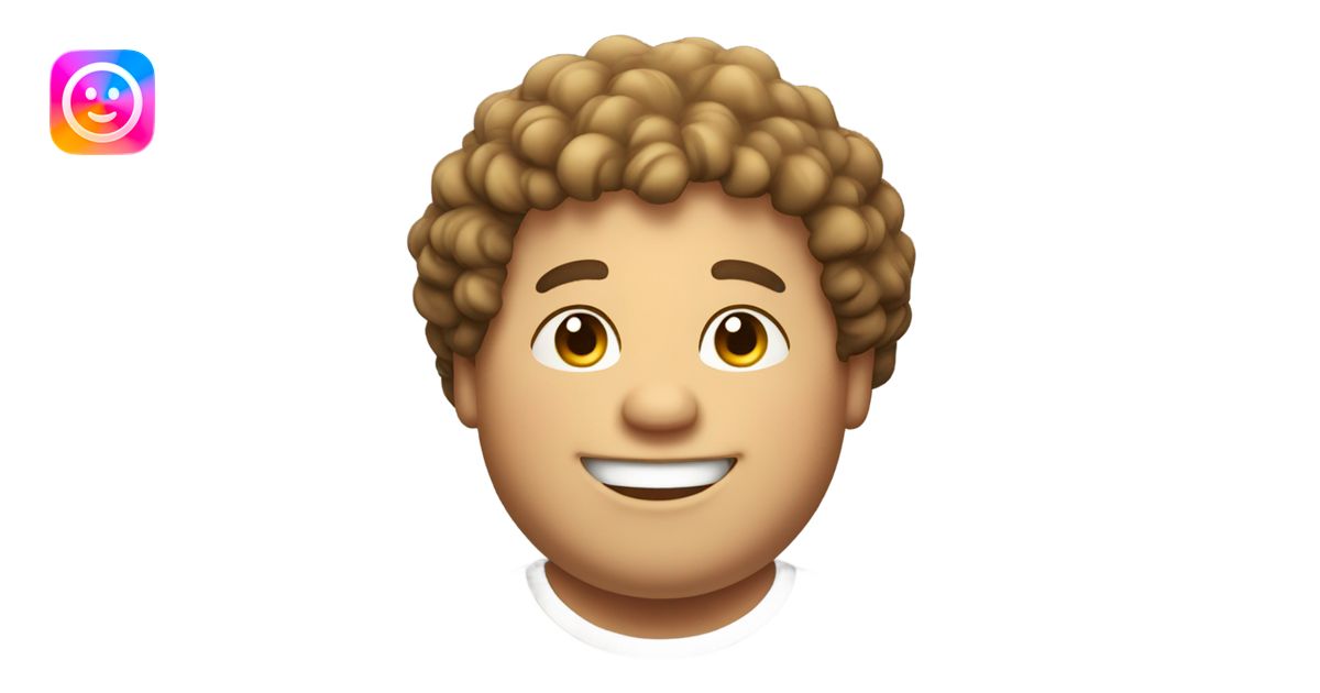 Bading edish curly hair guy chubby smiling emoji | AI Emoji Generator